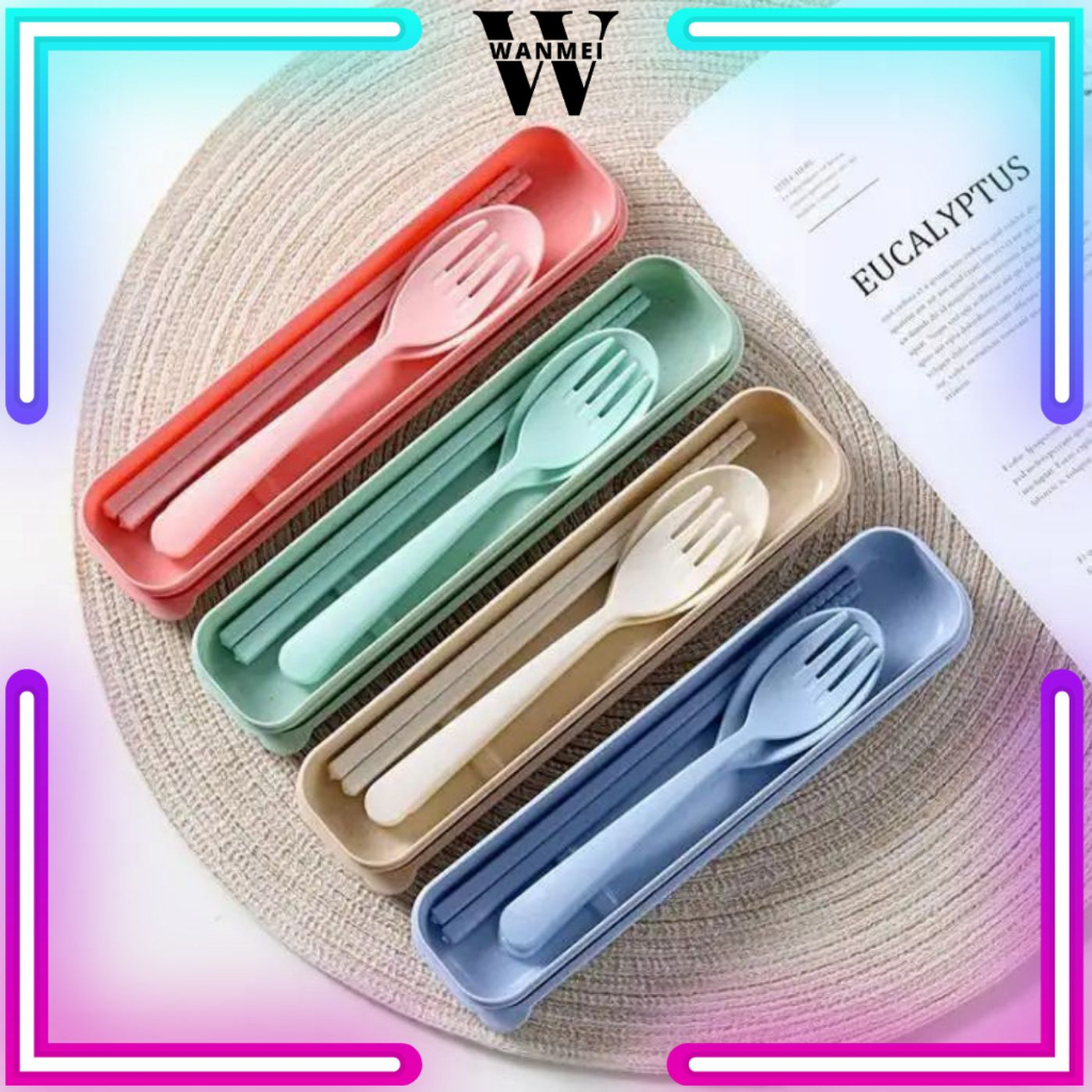 Jual WM Sendok Set Garpu Sumpit Free Box Sendok Set Bahan Jeram/ Sendok ...