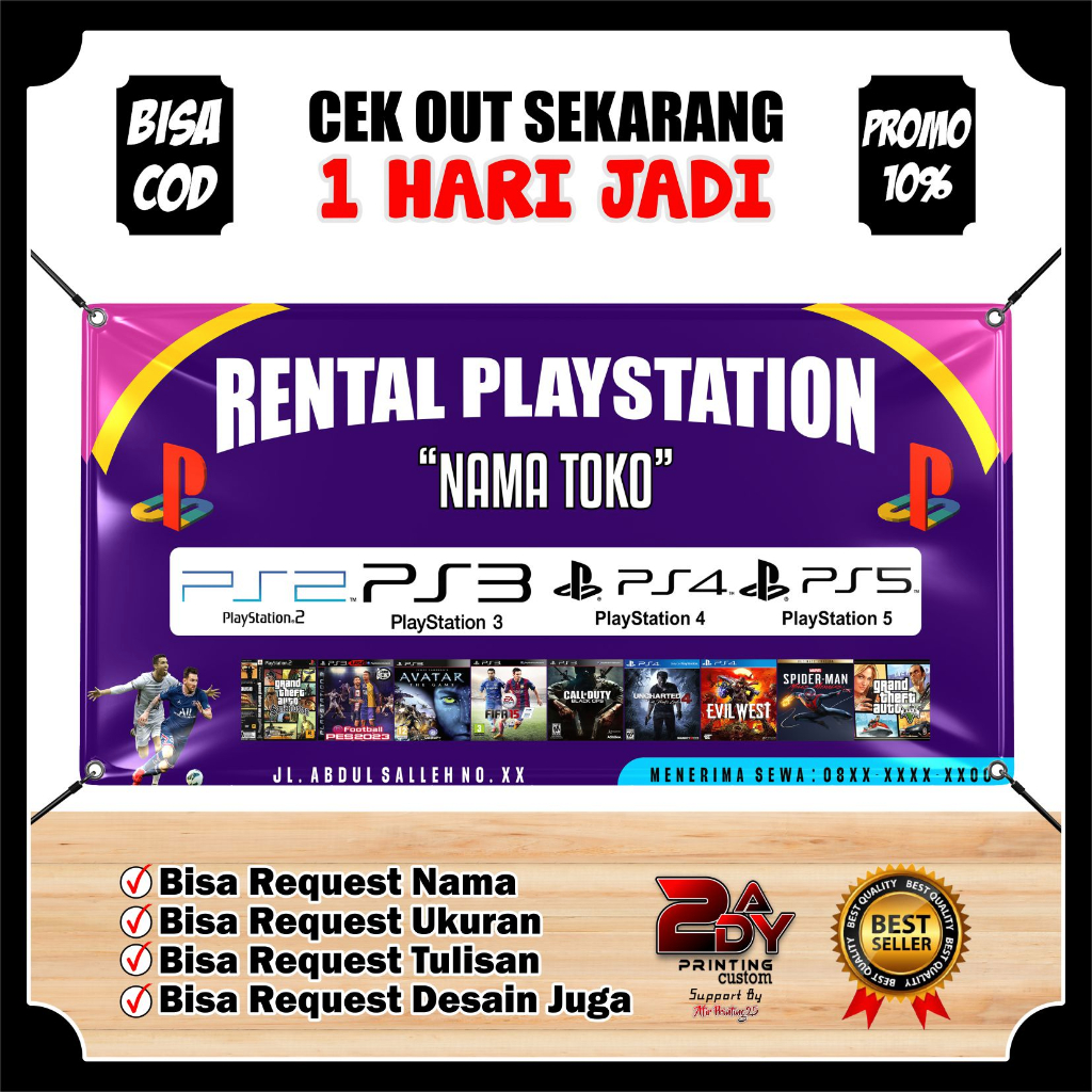 Jual Spanduk Banner Backdrop RENTAL PS PLAYSTATION, Spanduk RENTAL PS ...