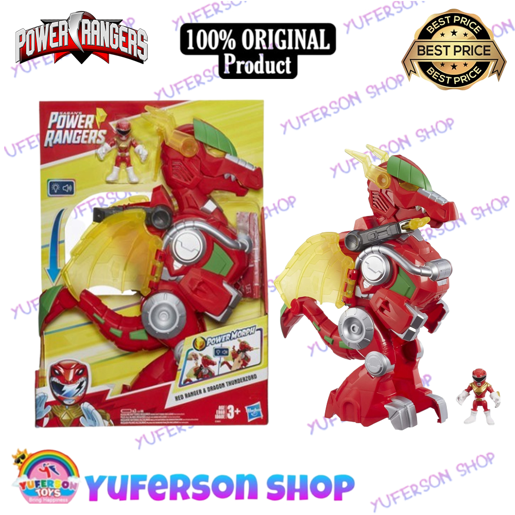 Jual Power Rangers Red Ranger & Dragon Thunderzord with Light & Sounds ...