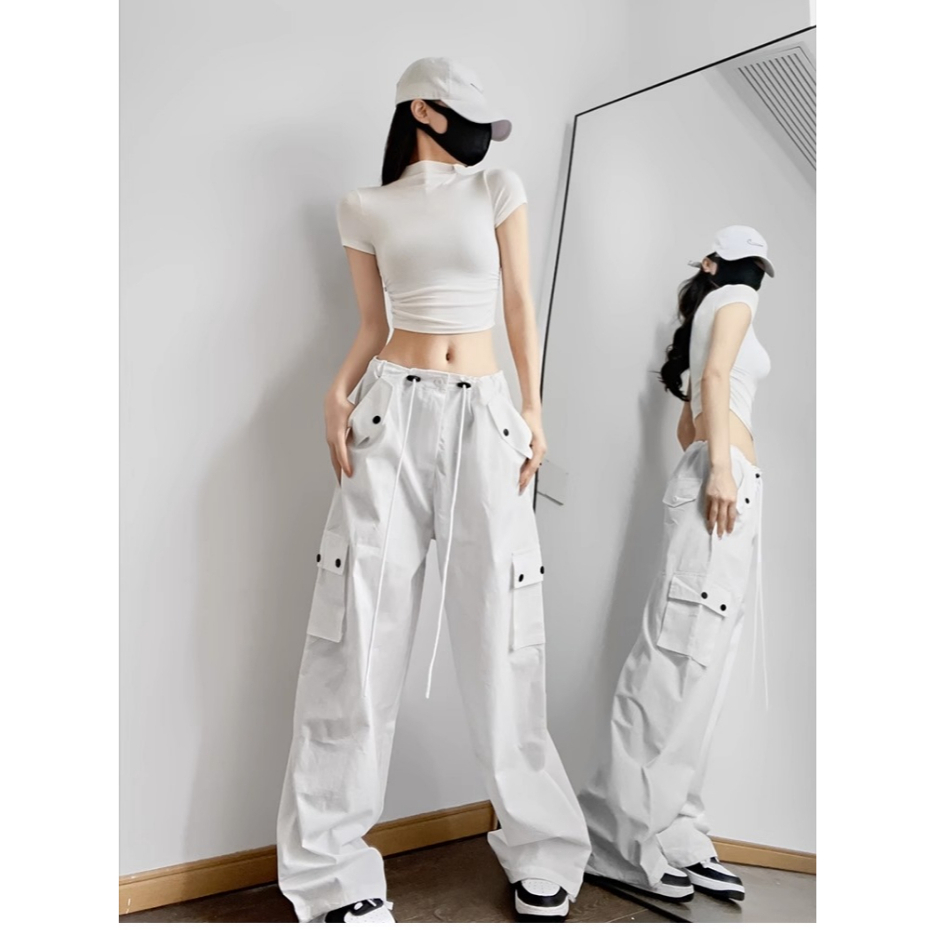 Jual Kekinian Putih New Cargo Jeans-/Highwaist Cargo Celana Jeans ...