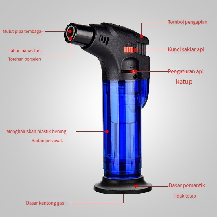Jual Lighter Gas Butane Torch Jet RINGAN Tahan Angin Firetric Korek Api ...