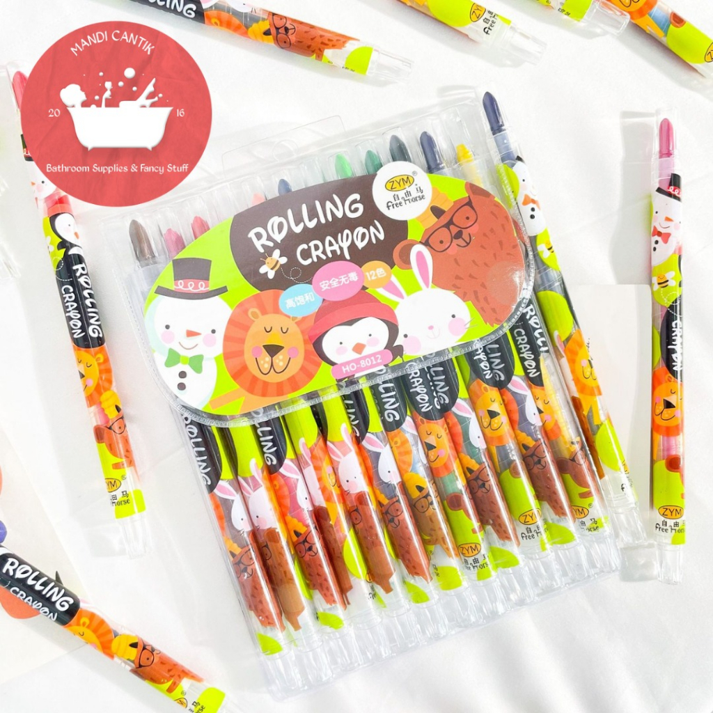 Jual krayon putar 1 set isi 12 HO-8012 rolling crayon termurah COD ...