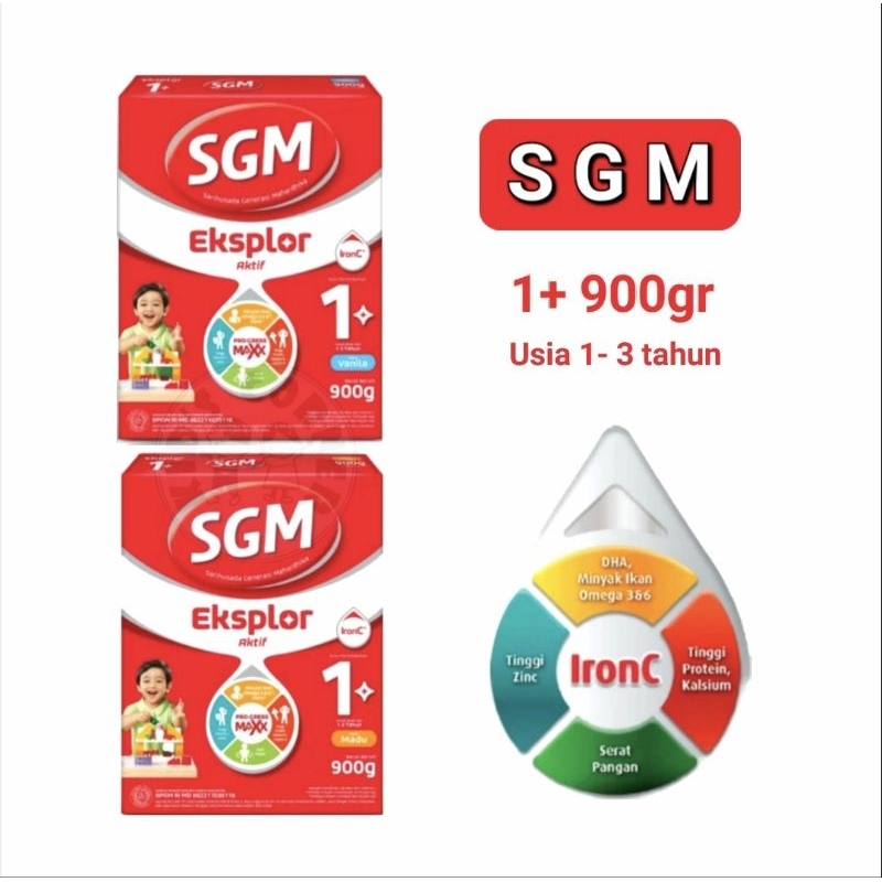 Jual KOMISI EXTRA SGM eksplor 1+ madu/vanila 900gr Dengan IronC susu pertumbuhan pro gress maxx ...