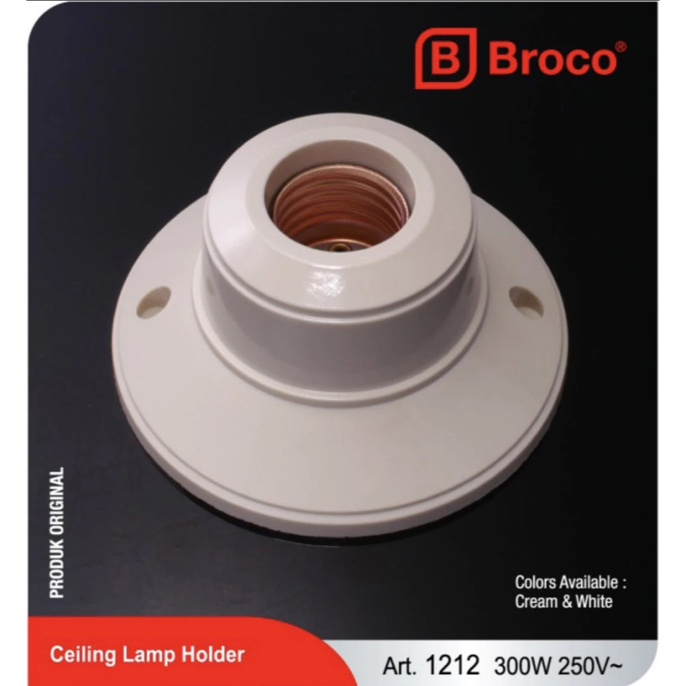 Jual BROCO FITTING PLAFON 1212 / FITING LAMPU BULAT BROCO PUTIH / CREAM ...