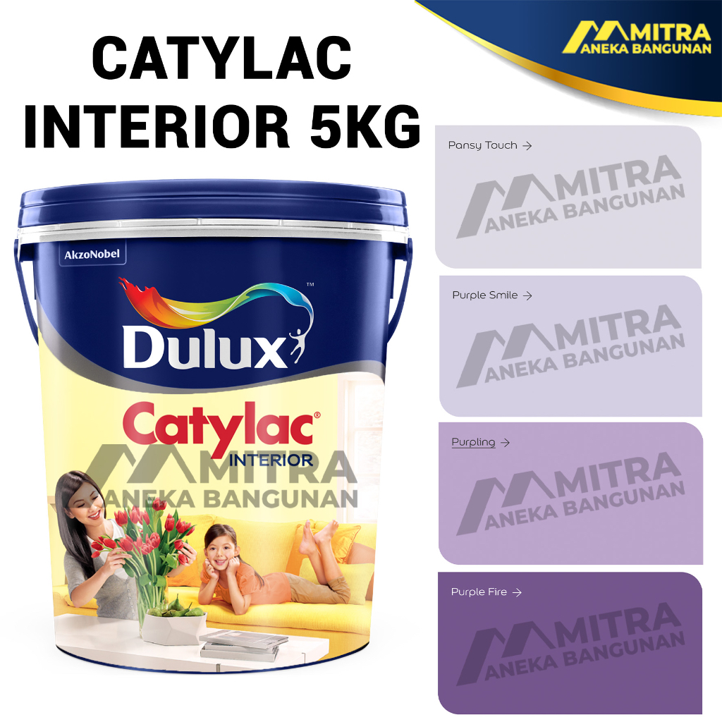 Jual CAT TEMBOK DULUX CATYLAC INTERIOR 5 KG / UNGU LILAC | Shopee Indonesia