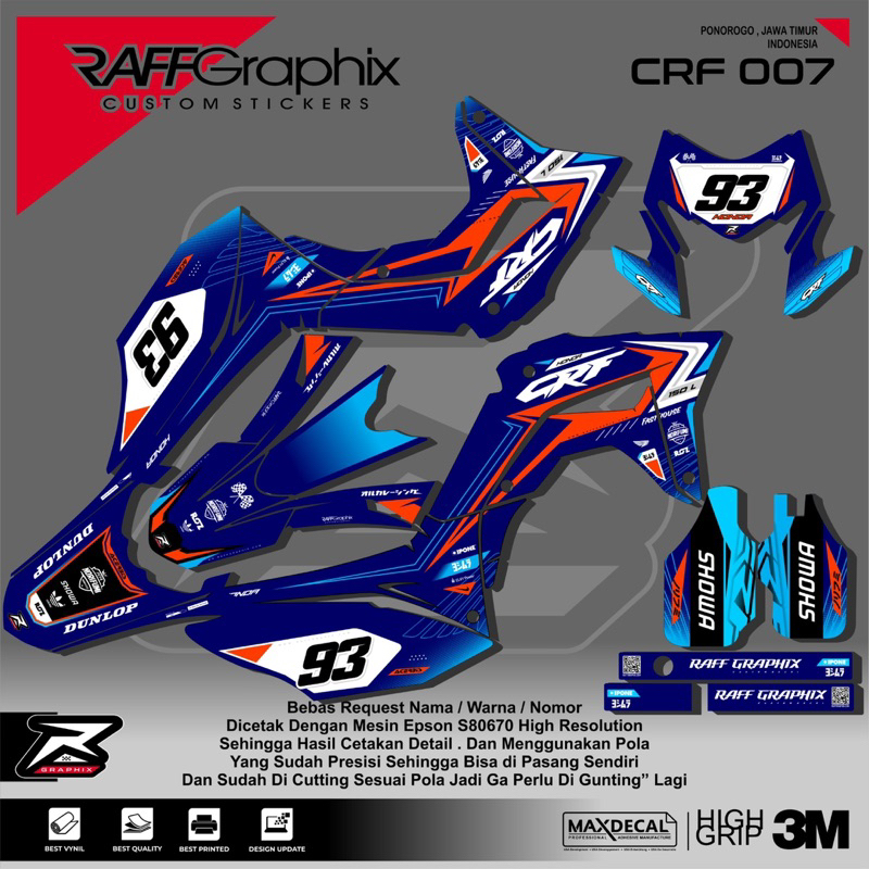 Jual decal crf supermoto - decal crf 150- decal crf full body -decal ...