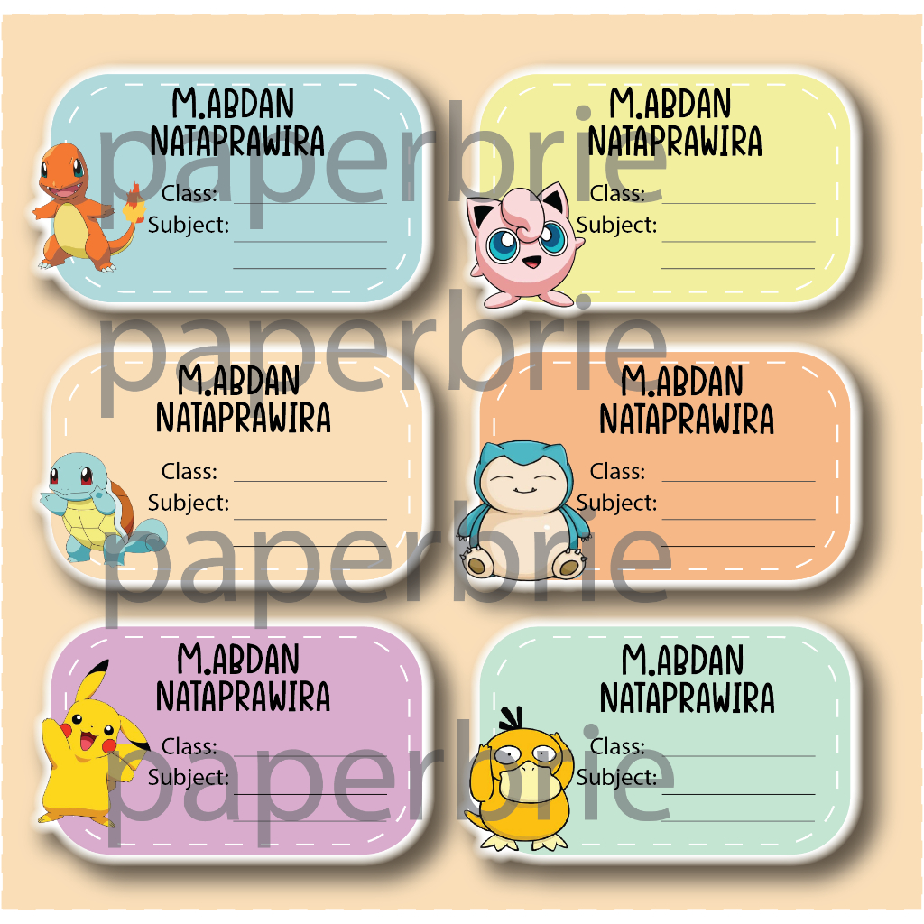 Jual [bisa pilih motif] Sticker Nama Buku Sekolah Custom / Sticker Mata ...