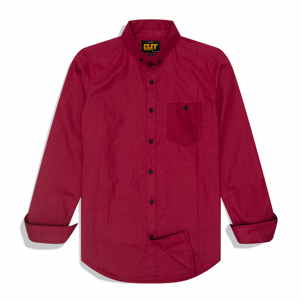 Jual Outskirts - Long-sleeved Shirt Terracotta | Kemeja Polos Bata Pria ...