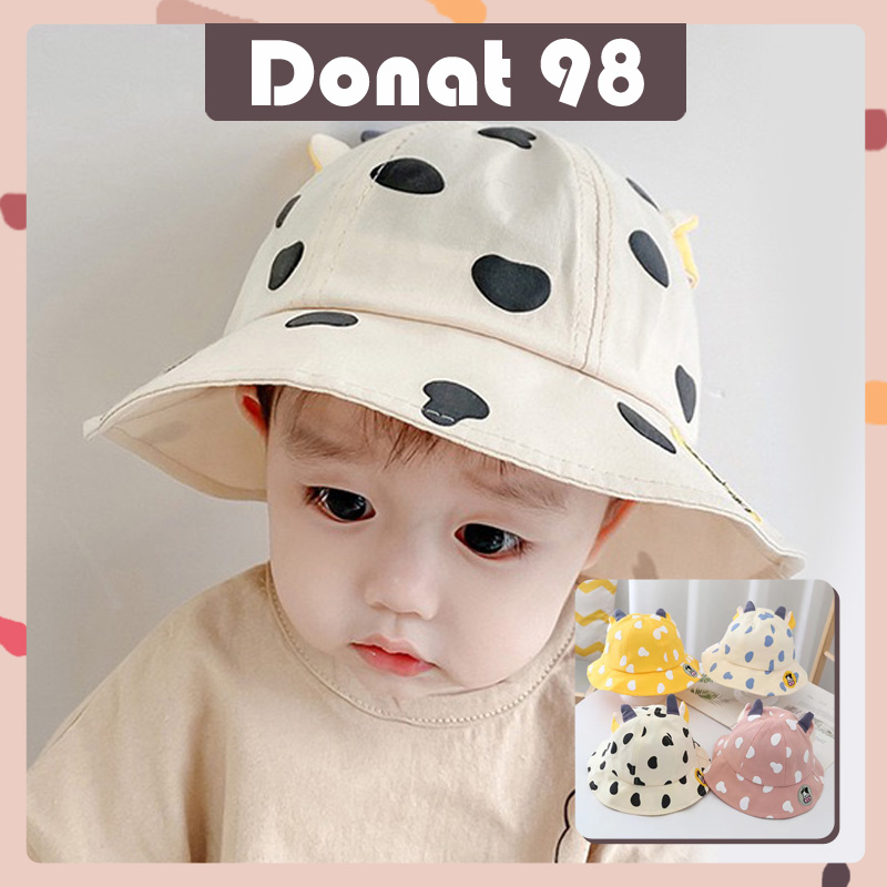 Jual Topi Bundar Anak Dengan Telinga Sapi Tali Karet Motif Polkadot ...