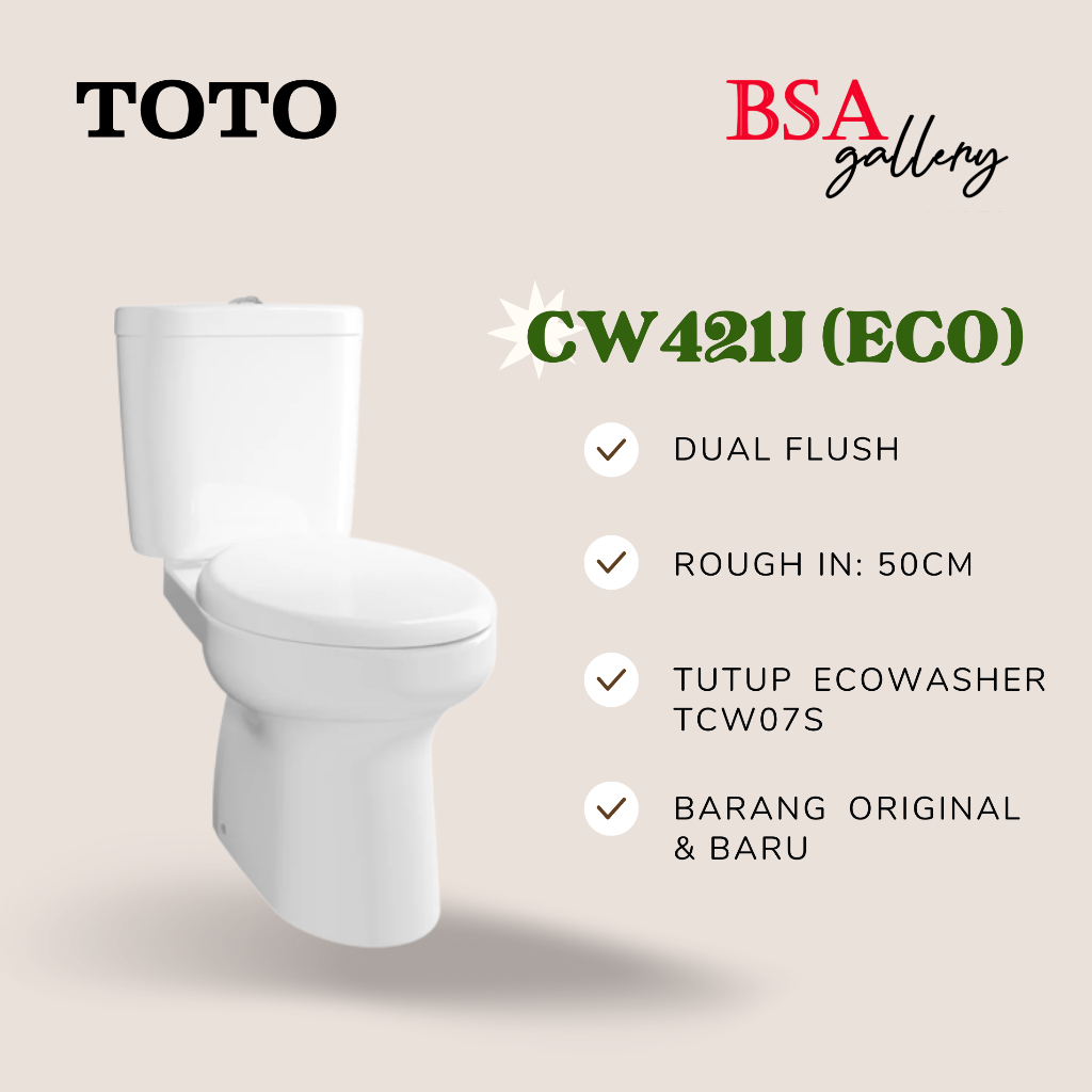 Jual KLOSET DUDUK TOTO CW421J DUOBLOK TUTUP ECOWASHER TCW07S / CW421 ...