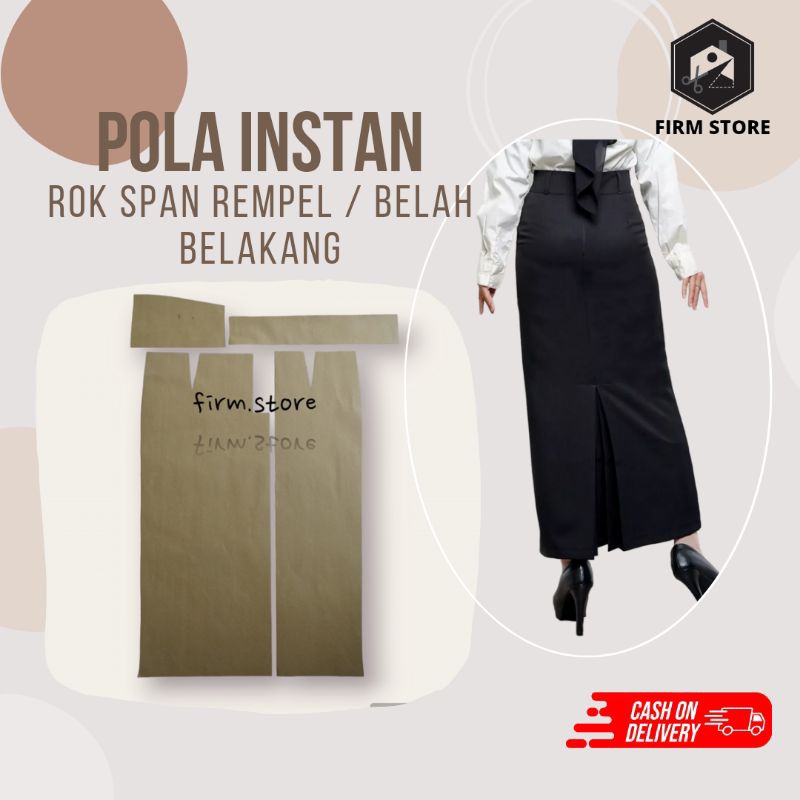 Jual Pola Rok Span Rempel / Belah Belakang (Pola Instan / Pola Jiplak ...