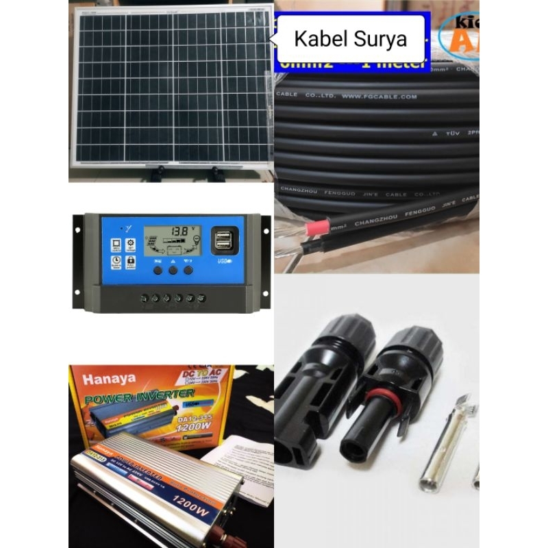 Jual Panel Surya Satu Set 50 Wp Satu Set Inventer 1200 Watt | Shopee ...