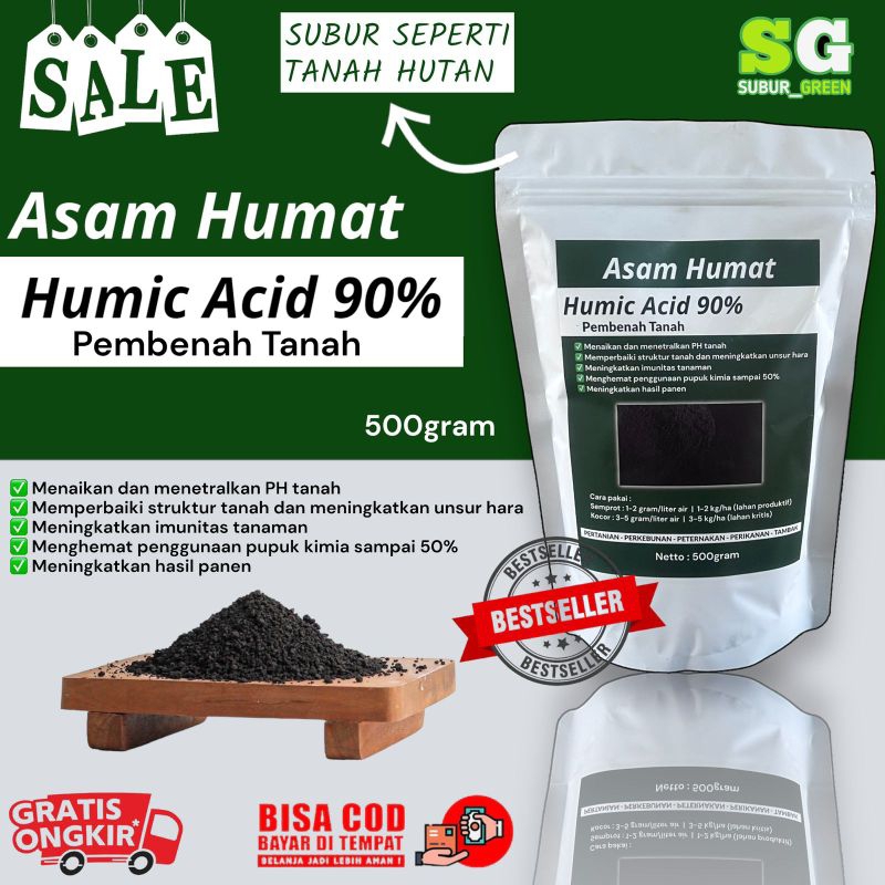 Jual Asam humat humic acid 90% | Asam humat pembenah tanah alami berbentuk serbuk 500gram ...