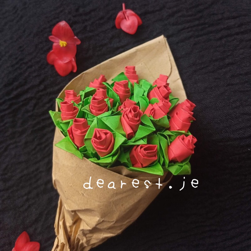 Jual BUKET BUNGA ORIGAMI //MAWAR MINI// (baca deskripsi) | Shopee Indonesia