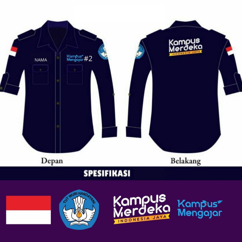 Jual KEMEJA KAMPUS MEREKA BORDIR || SERAGAM KAMPUS MENGAJAR || KEMEJA ...