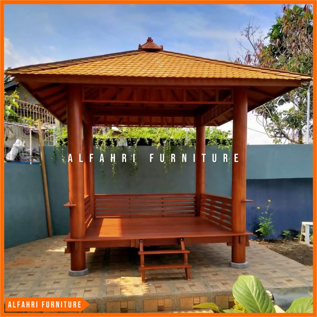 Jual Gazebo Kayu Minimalis 3x3 Meter | Saung Gasebo Taman Rumah Modern ...