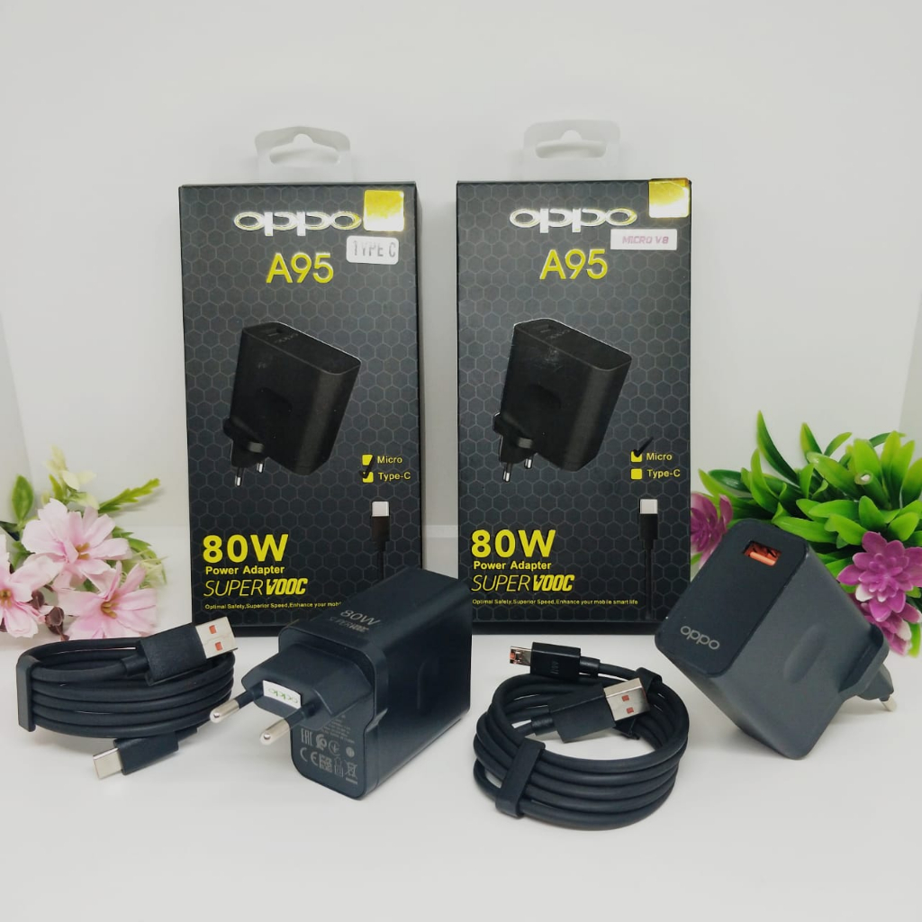 Jual [sultan] Charger oppo A95 80W Full Black Support Fast Charging ...
