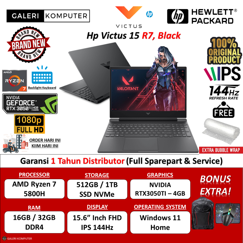 Jual LAPTOP GAMING HP VICTUS 15 AMD RYZEN 7 5800H 16GB 1TB RTX3050TI ...