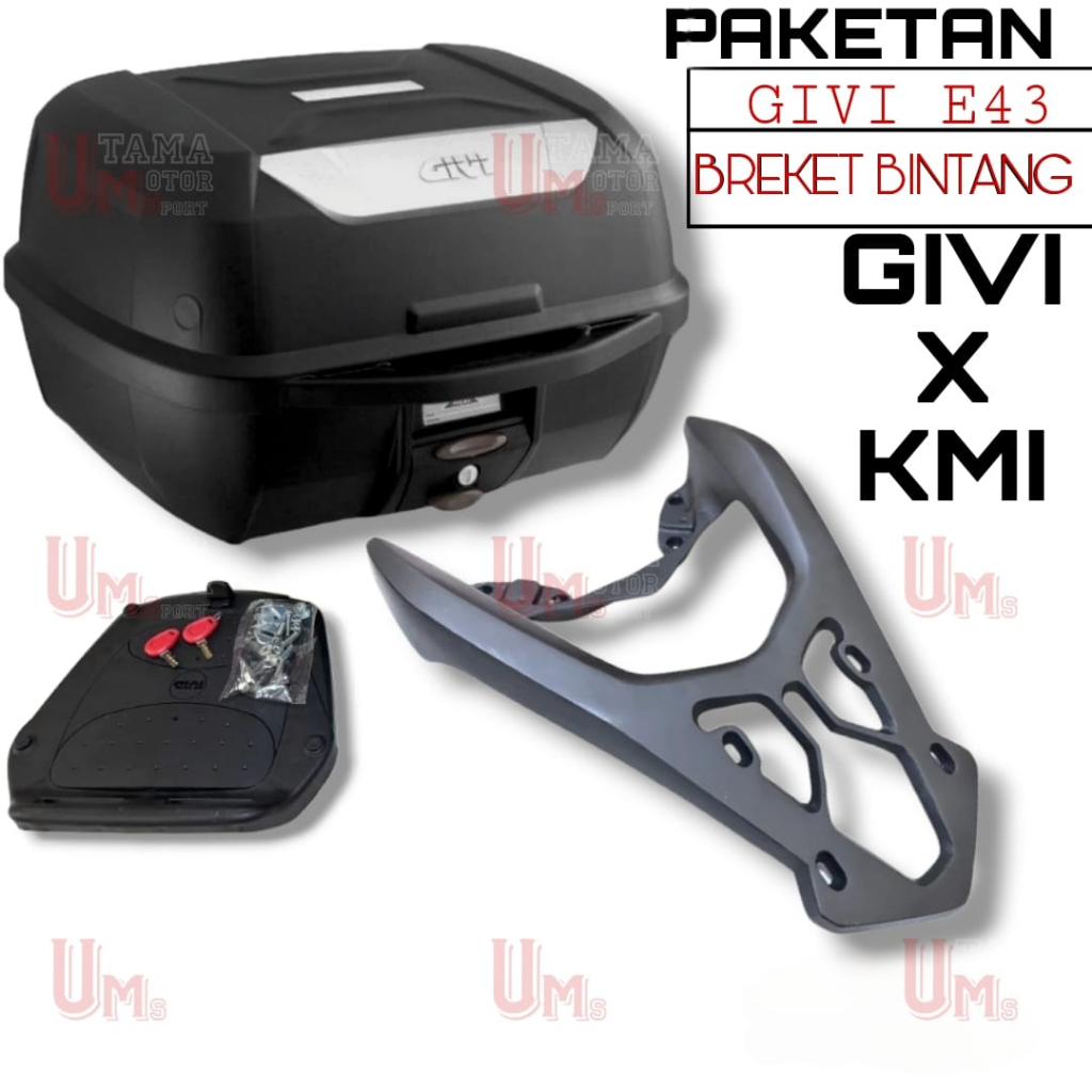 Jual PAKETAN BOX GIVI E43NTL + BREKET BOX BINTANG KMI MOTOR NMAX-155 ...