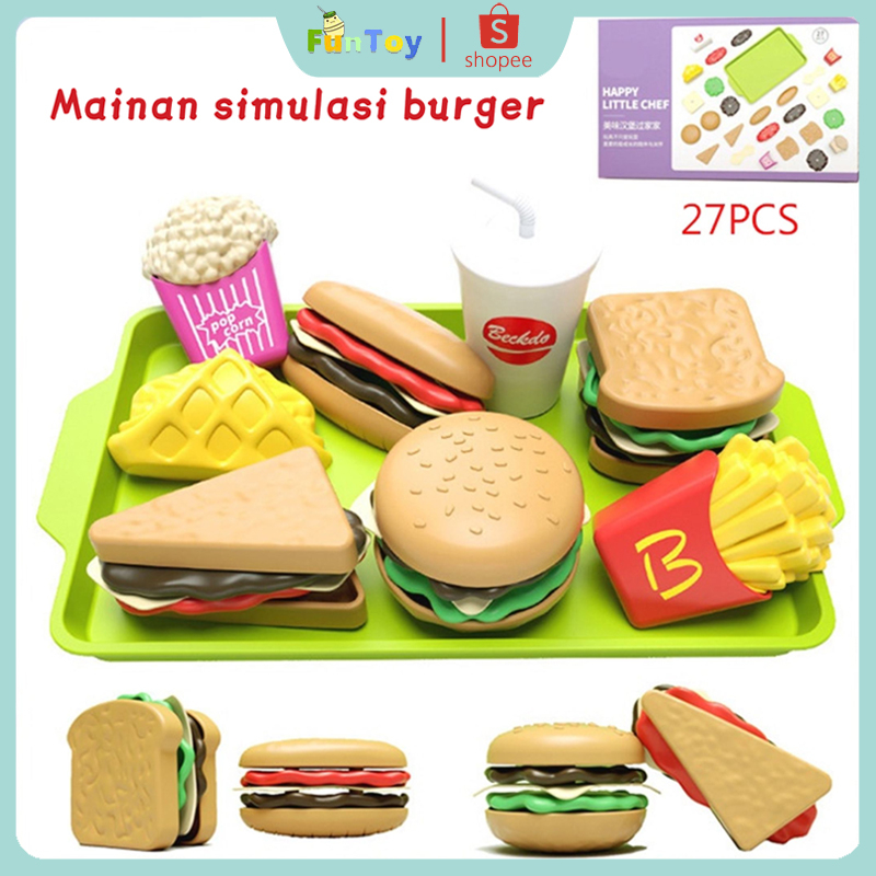 Jual FUNTOY 27PCS Burger Gourmet Mainan Dapur Mainan Masakan Burger ...