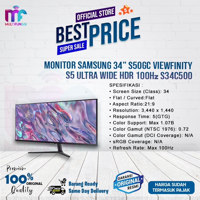 Jual Monitor Samsung 34" S50GC ViewFinity S5 Ultra Wide HDR 100Hz ...