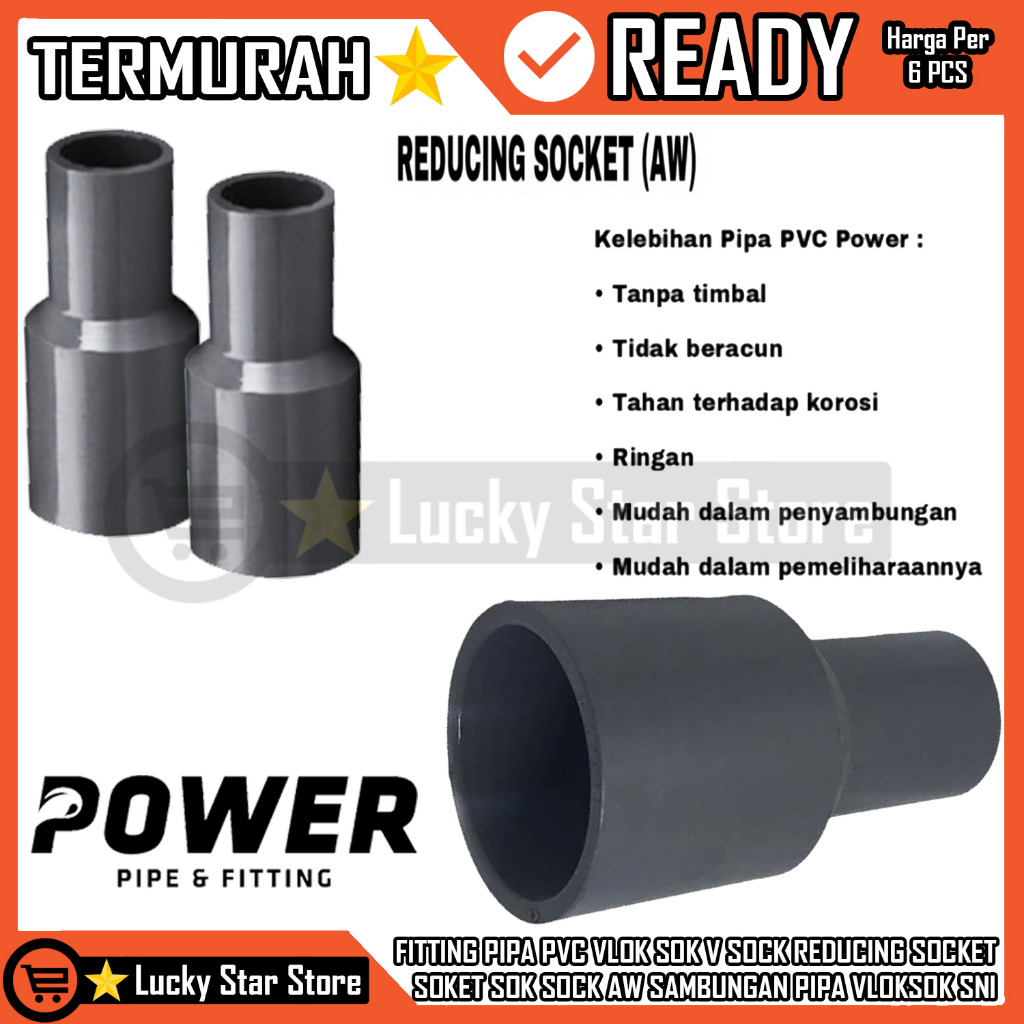 Jual SOK PIPA FITTING PIPA PVC VLOK SOK V SOCK REDUCING SOCKET SOKET ...