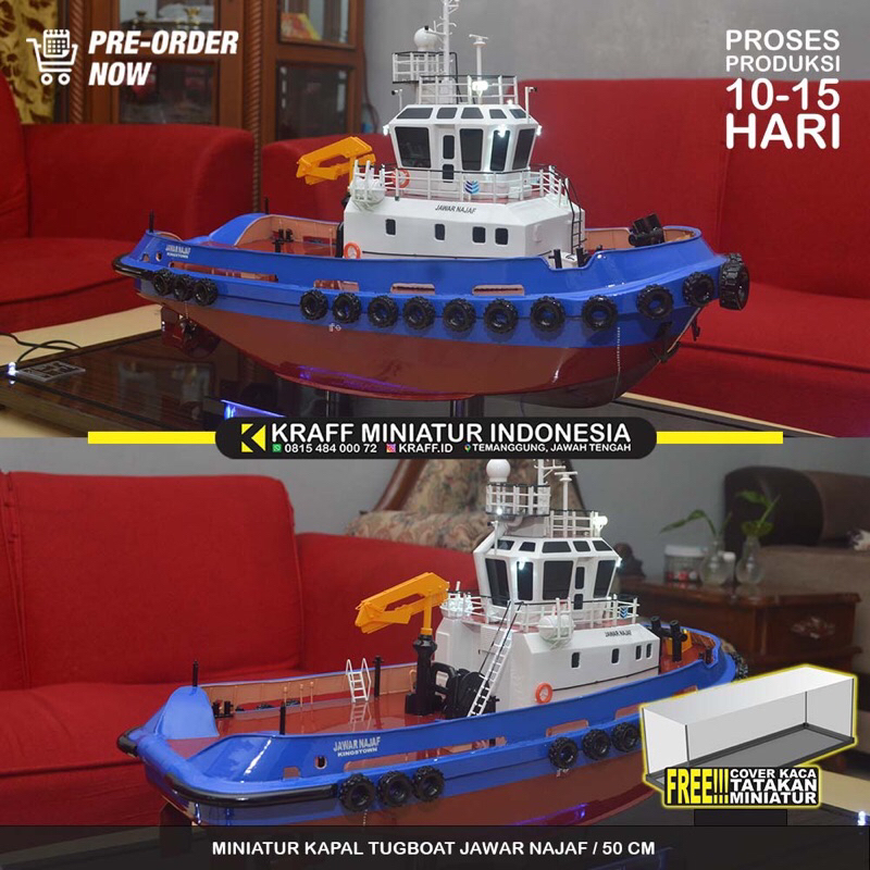 Jual MINIATUR KAPAL TUGBOAT JAWAR NAJAF UKURAN 50cm untuk pajangan ...