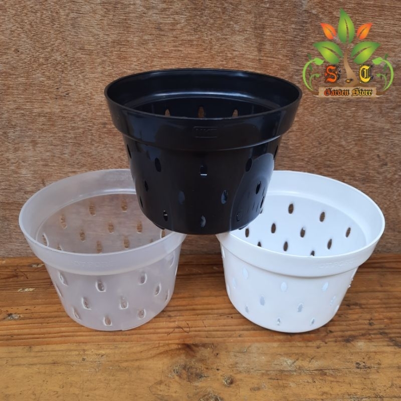 Jual POT BUNGA ANGGREK 20 15 NKT POROS PUTIH BENING / TRANSPARAN HITAM ...