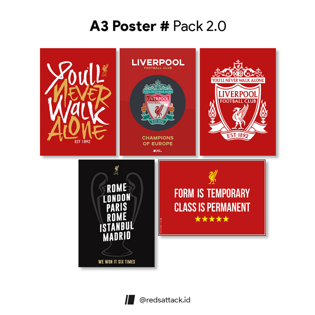 Jual NEW Poster Pack 2.0 | Liverpool FC / YNWA / Anfield A3 | Banyak ...