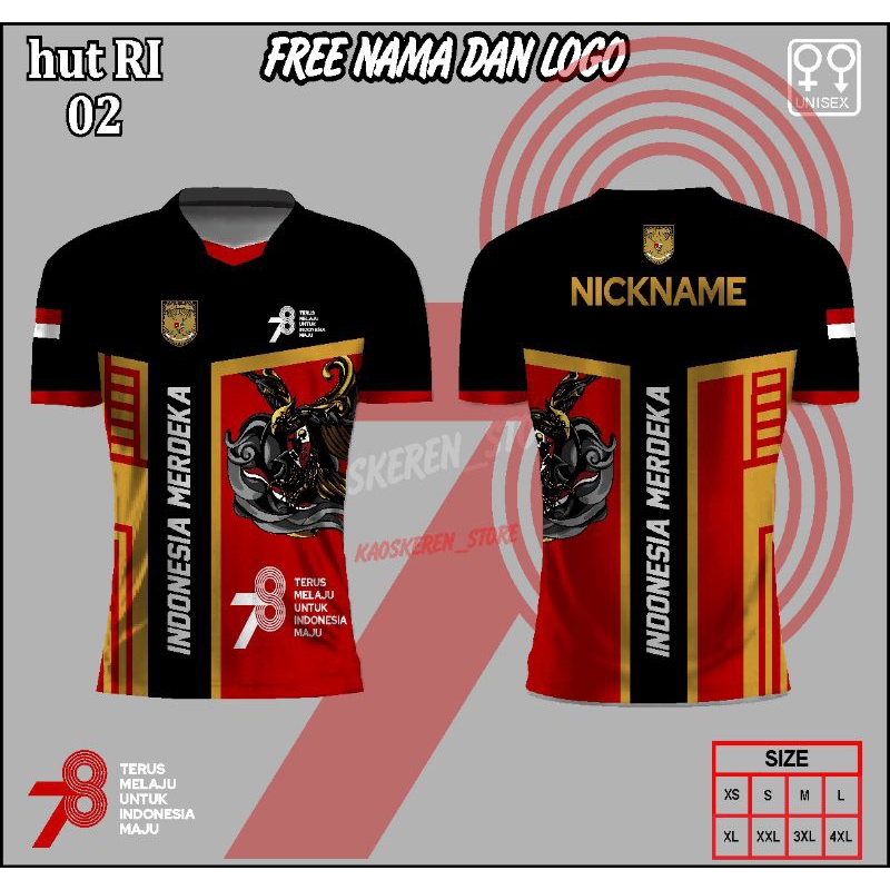 Jual kaos hut ri 78 Jersey kemerdekaan Indonesia baju Garuda Indonesia ...