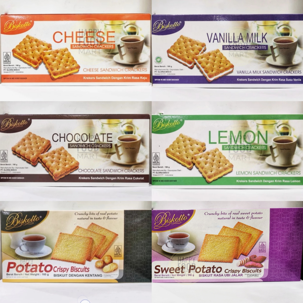 Jual [HALAL] BISKOTTO SANDWICH CRACKERS 160 GRAM/POTATO CRISPY BISCUITS ...