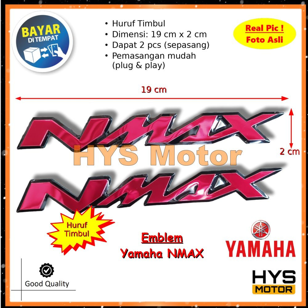 Jual HYS Stiker Emblem Logo Yamaha Nmax Isi 2 Pcs Tulisan Timbul ...