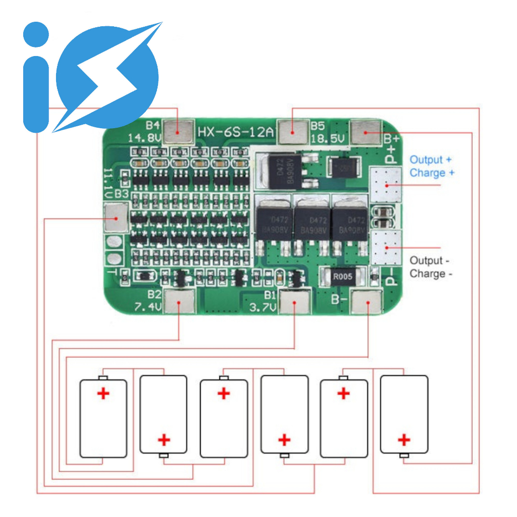 Jual Module BMS 6S 25.2V 24V 15A Lithium Ion Polymer 18650 Battery ...