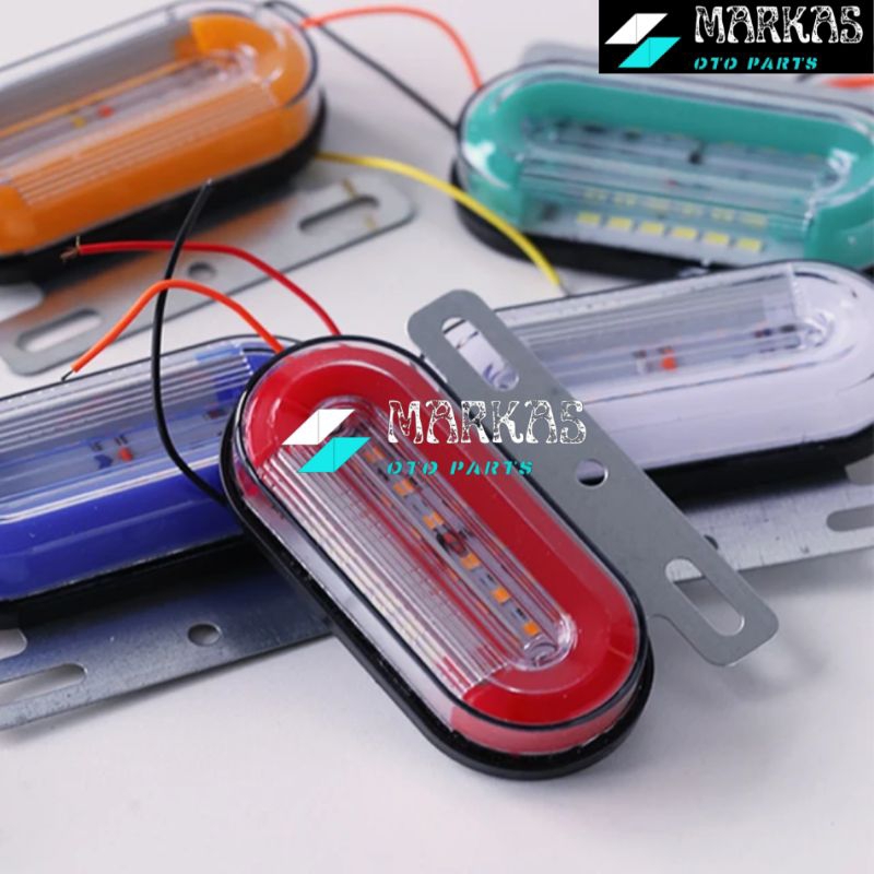 Jual Lampu Led Samping Bak Truk Variasi 12volt / 24volt Model Oval Kecil / Oval Mini 12Led Sein ...