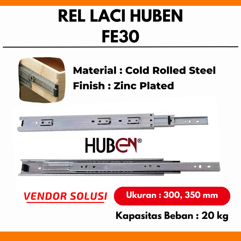 Jual Rel Laci Huben FE Full Extension 30 Double Track Trek 25 30 35 40 ...