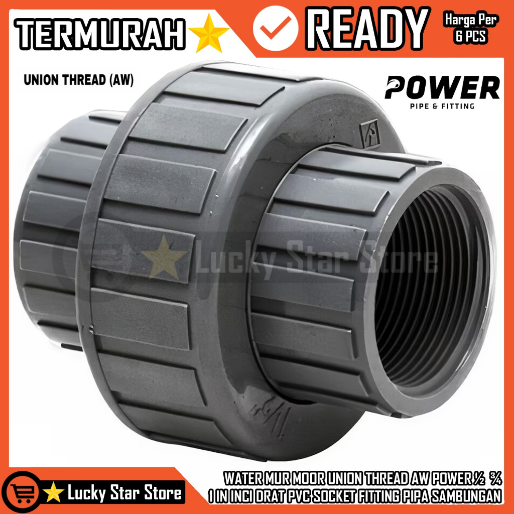 Jual WATER MUR MOOR UNION THREAD AW POWER ½ ¾ 1 IN INCI INCH DRAT PVC ...