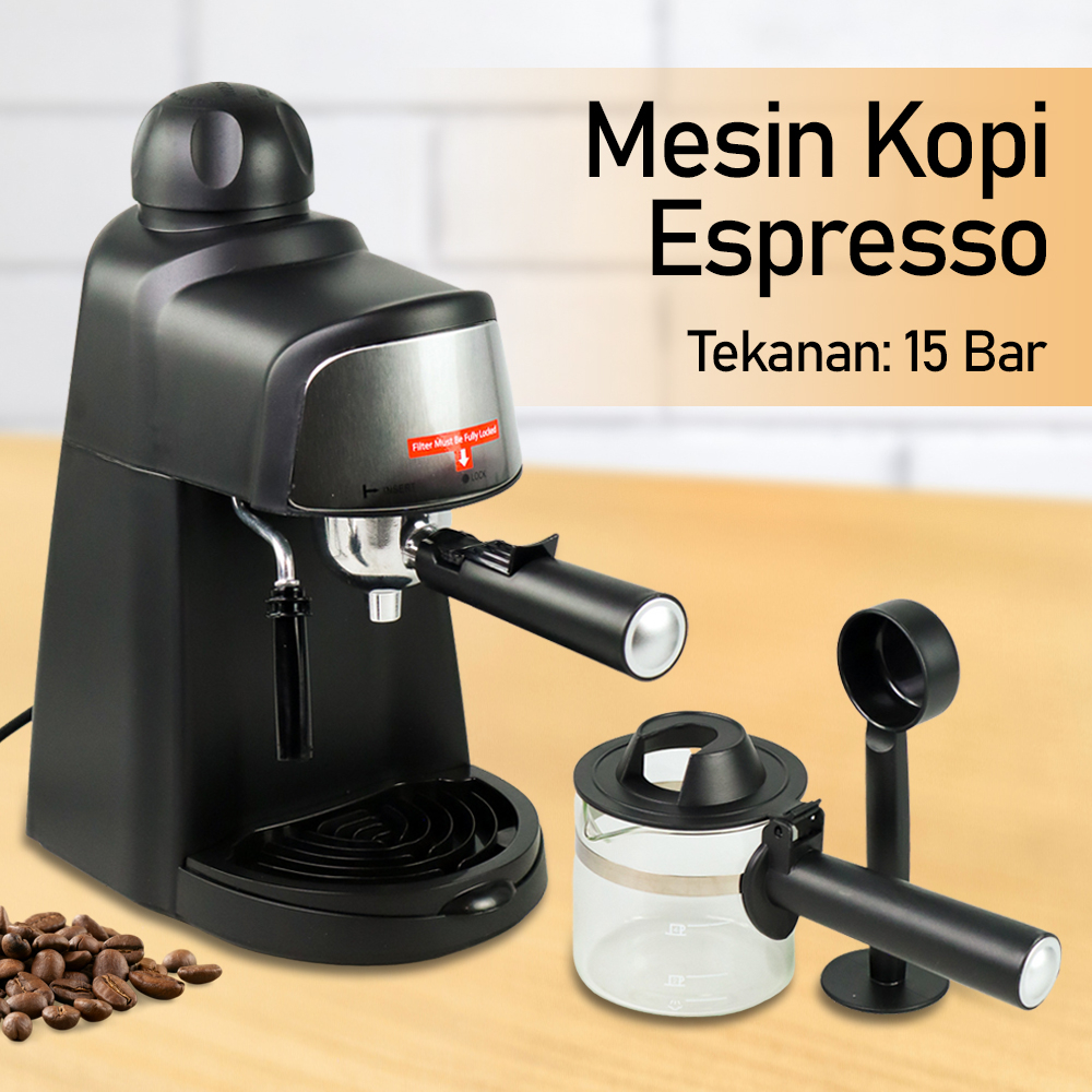 Jual Mesin Kopi Espresso Cappucino Coffee Machine 15 Bar Vanmalone CM6810 Black | Shopee Indonesia