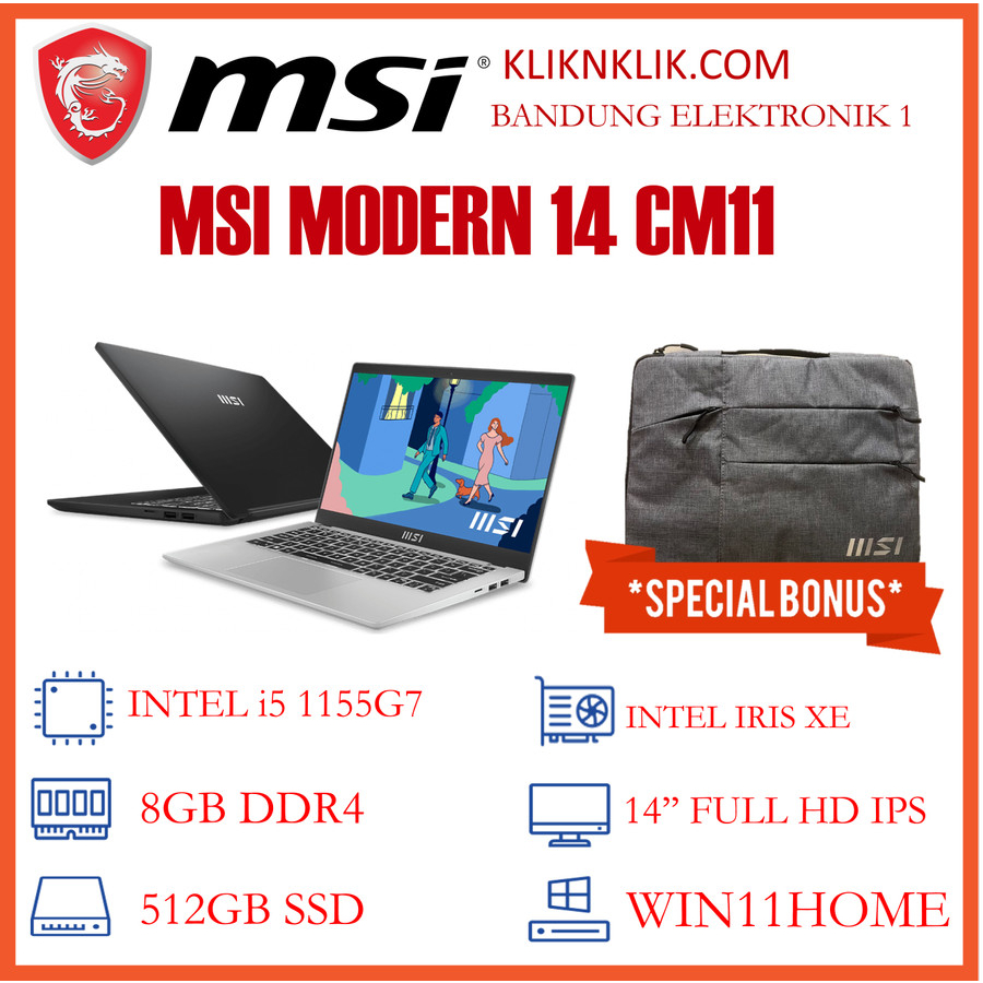 Jual msi modern 14 C11M intel i5 8GB 512GB SSD 14 inch Full HD IPS Slim Design | Shopee Indonesia
