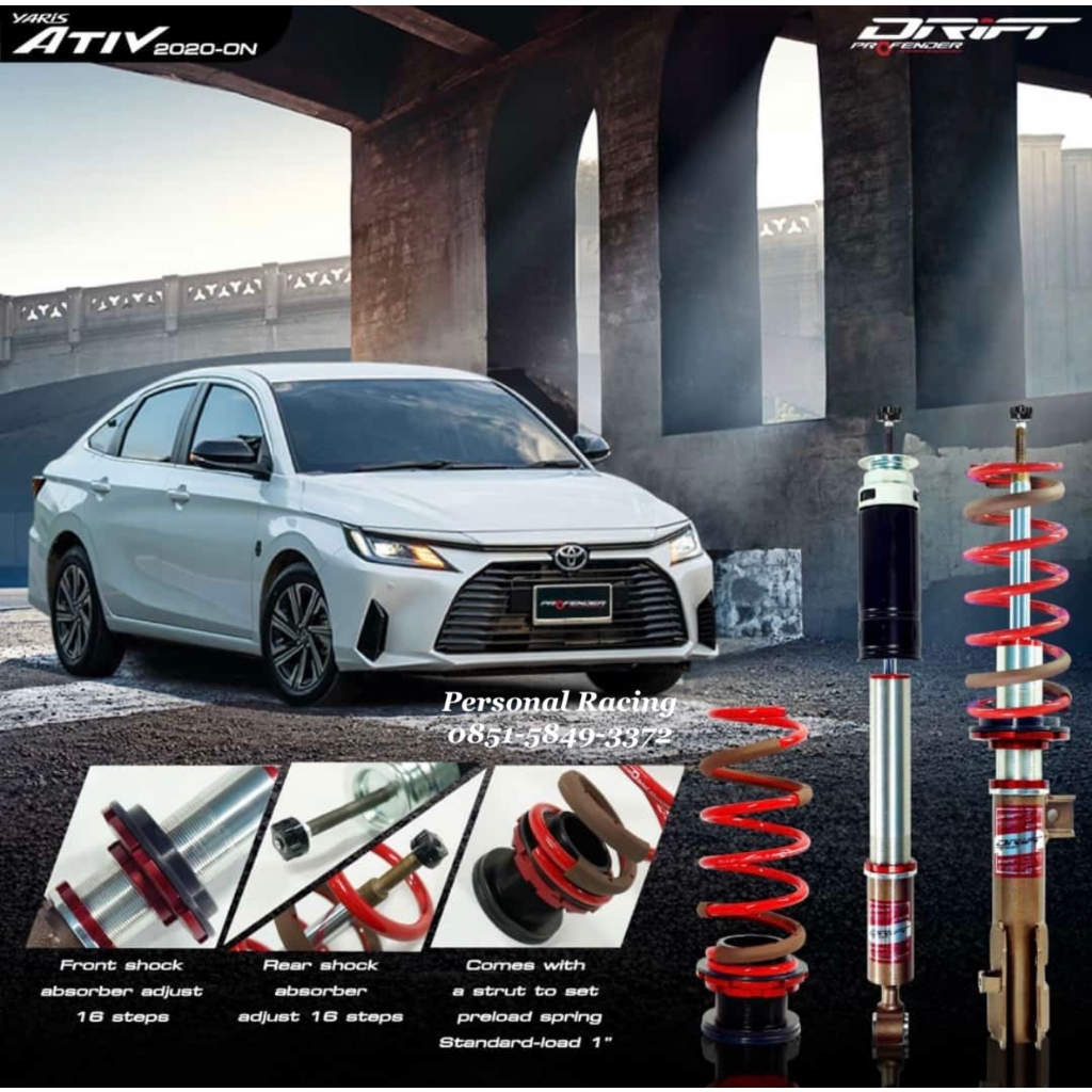 Jual SHCOKBREAER PROFENDER DRIFT SERIES COILOVERS TOYOTA YARIS ATIV 20 ...