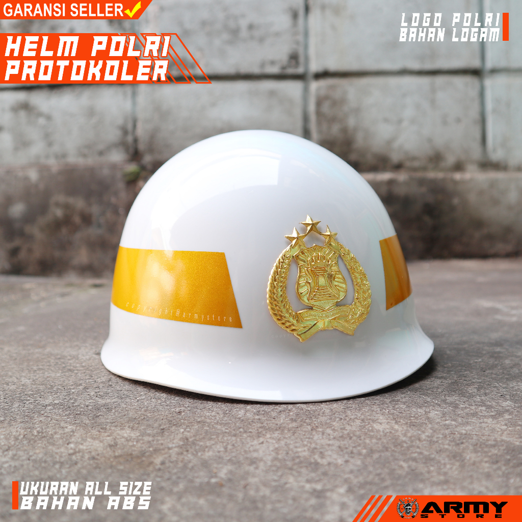 Jual helm pataka protokoler logo polri strip satu | Shopee Indonesia