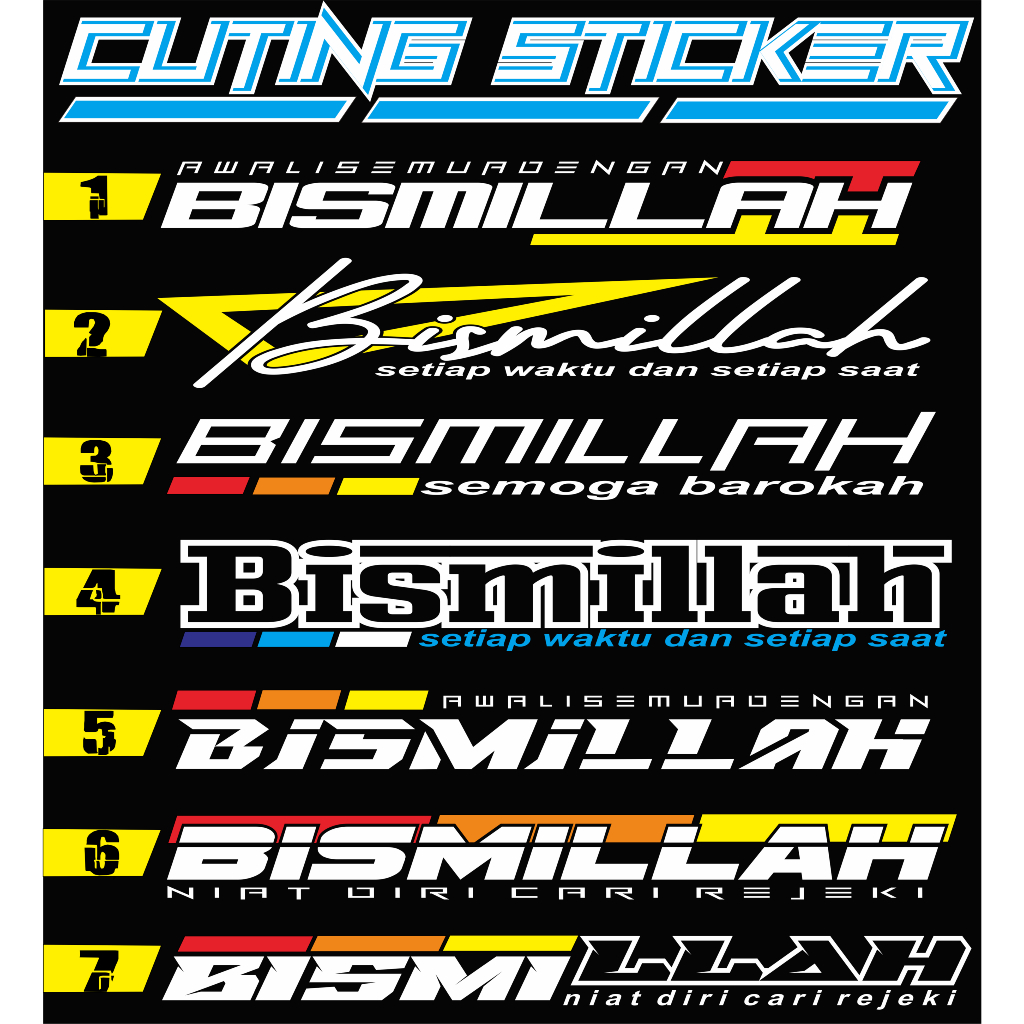 Jual STIKER BISMILLAH/STICKER TULISAN BISMILLAH KACA MOBIL PICK UP/TRUK ...