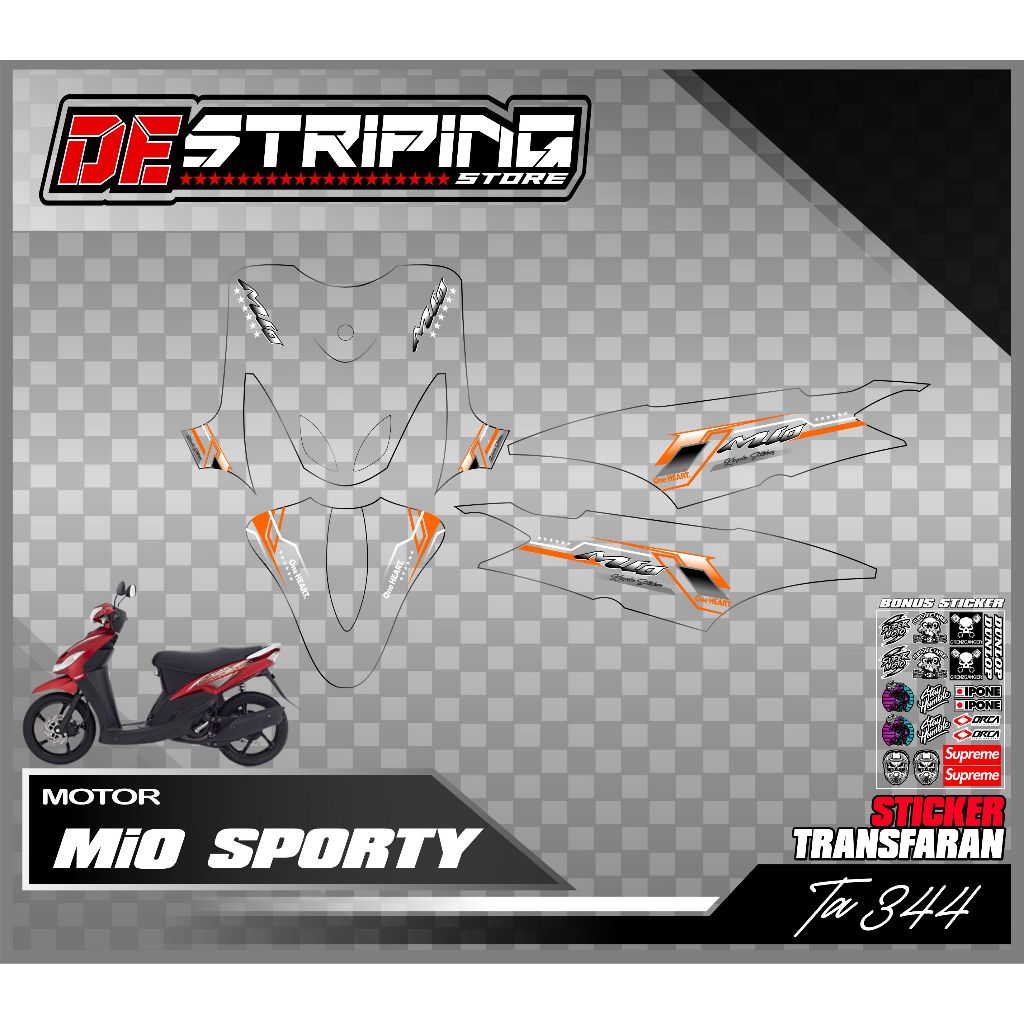 Jual Striping Sticker Motor Mio Sporty/Mio Smile Bahan Transparan Variasi List TA344 | Shopee ...