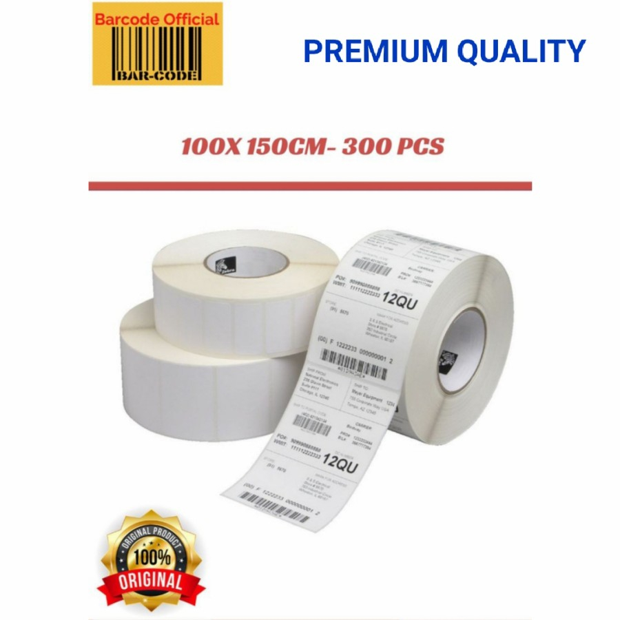Jual LABEL BARCODE 100 X 150 mm KERTAS STICKER LABEL THERMAL 300 pcs | Shopee Indonesia