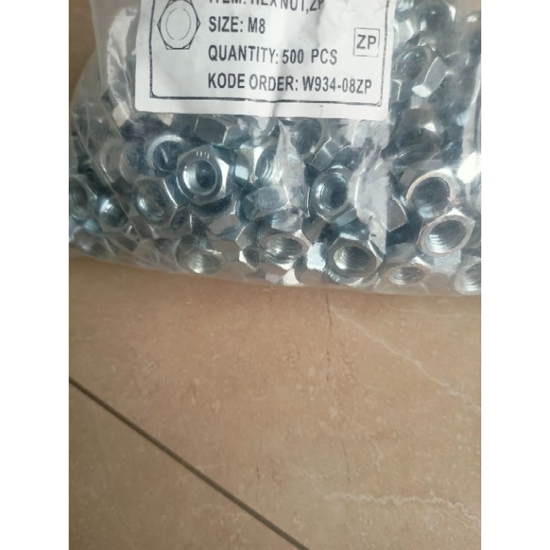 Jual mur putih m8 /hex NUt M8 per 500 pcs (1 kantong) | Shopee Indonesia