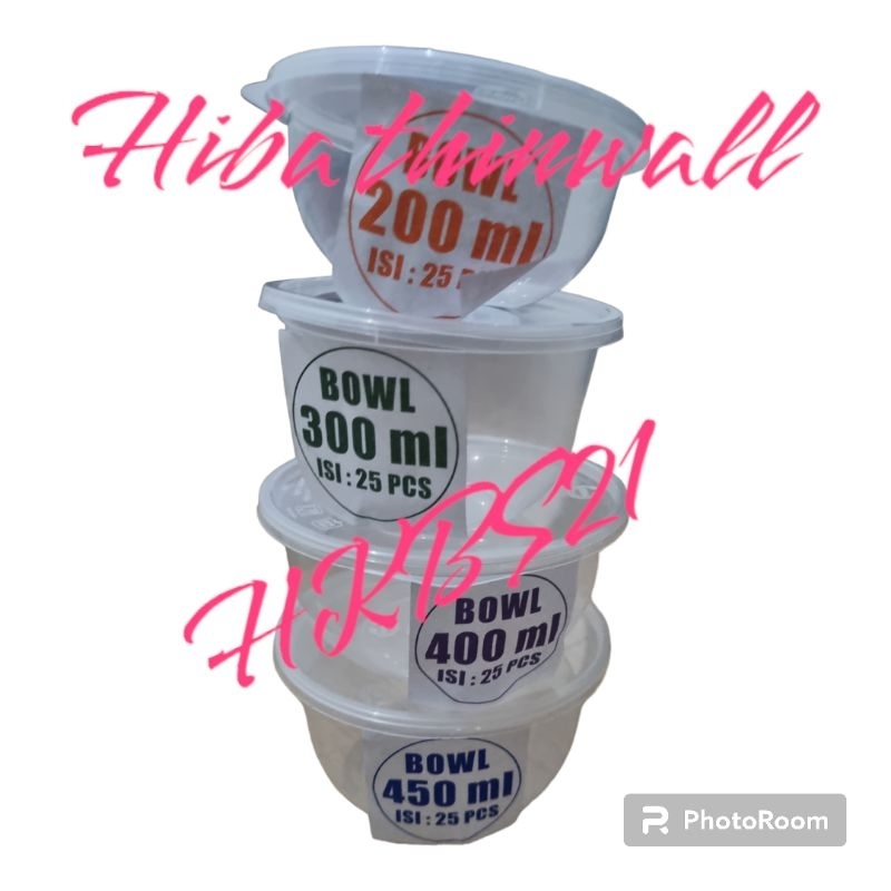 Jual GDG Thinwall Cup Bowl Plastik Food Grade Uk 200, 300, 400, 450, & 500 ml isi 25 pcs + Tutup ...