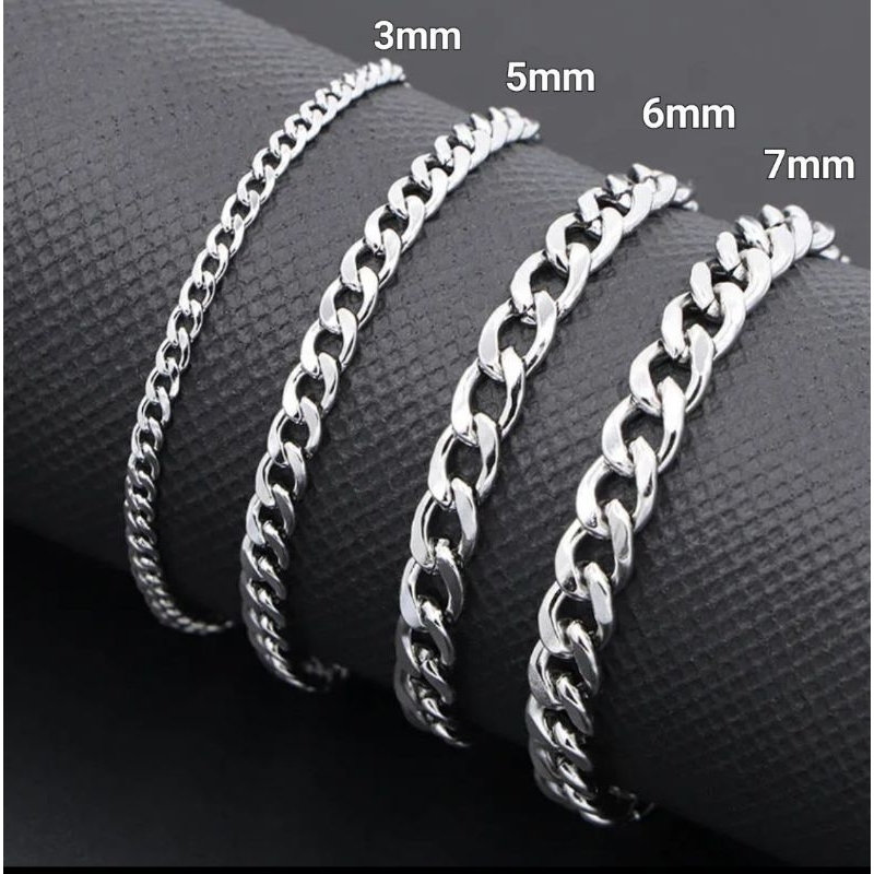 Jual GELANG TITANIUM STAINLESS STEEL PRIA WANITA MODEL RANTAI SILVER ...