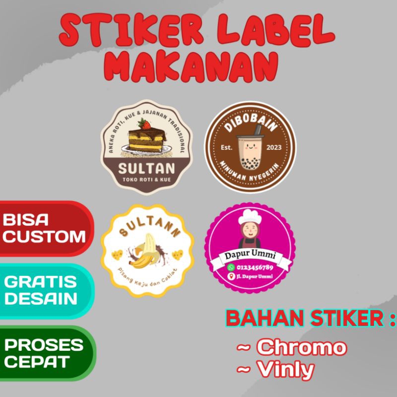 Jual CETAK STIKER LABEL MAKANAN/STIKER CUSTOM | Shopee Indonesia