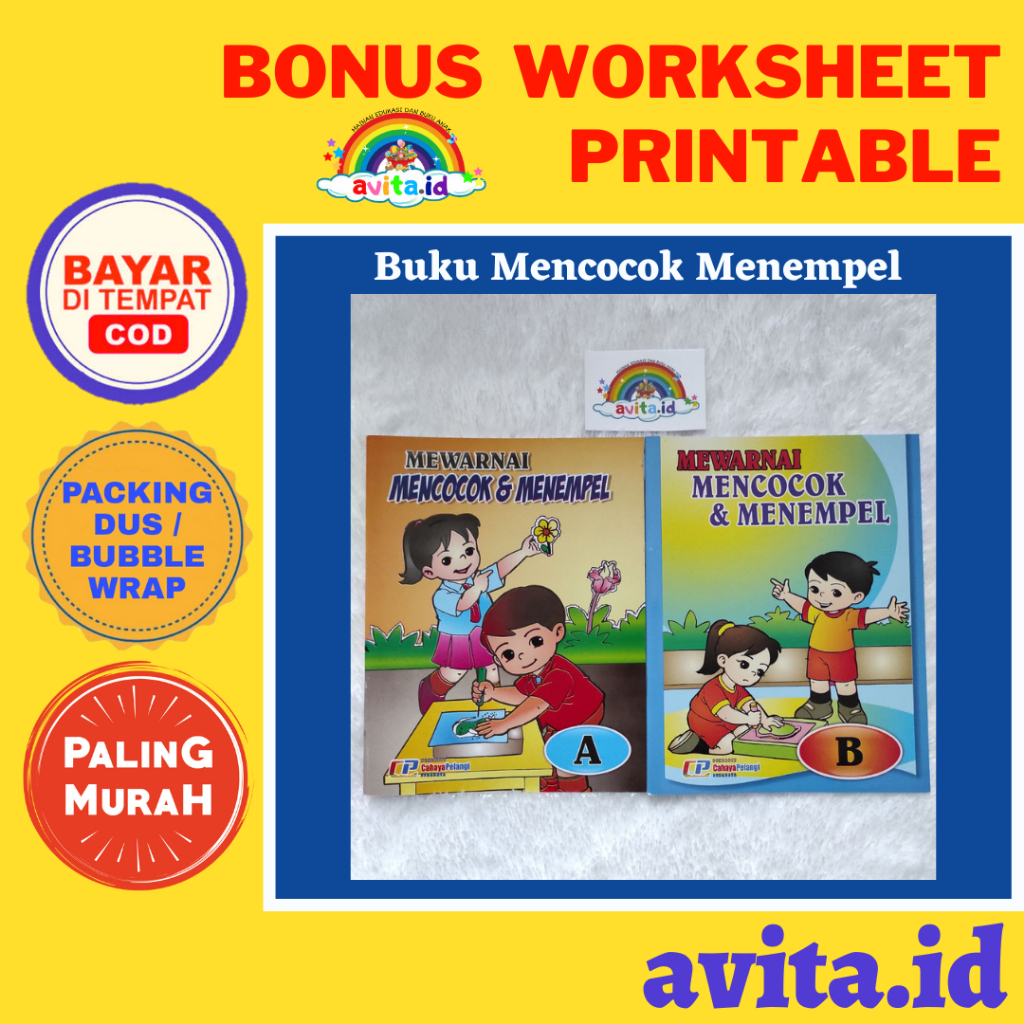 Jual avita.id TERMURAH Buku Mewarnai Mencocok dan Menempel Gambar Bagus ...