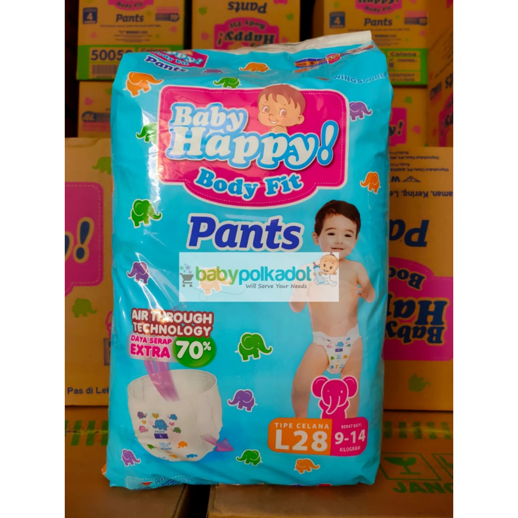 Jual BABY HAPPY PANTS L28 /BABY HAPPY BODY FIT PANTS / POPOK BAYI CELANA/BABY HAPPY/POPOK BABY ...