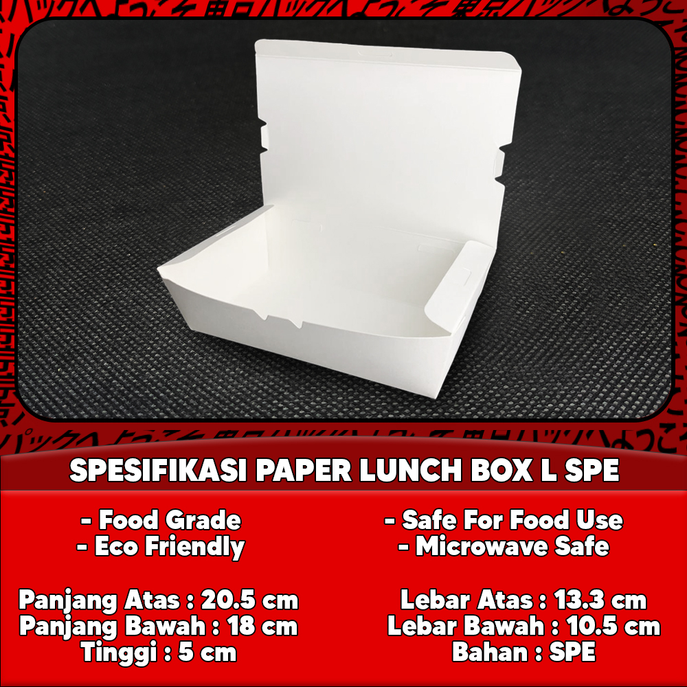 Jual Paper Lunch Box Size L Food Grade Kemasan Makanan Kotak Putih ...
